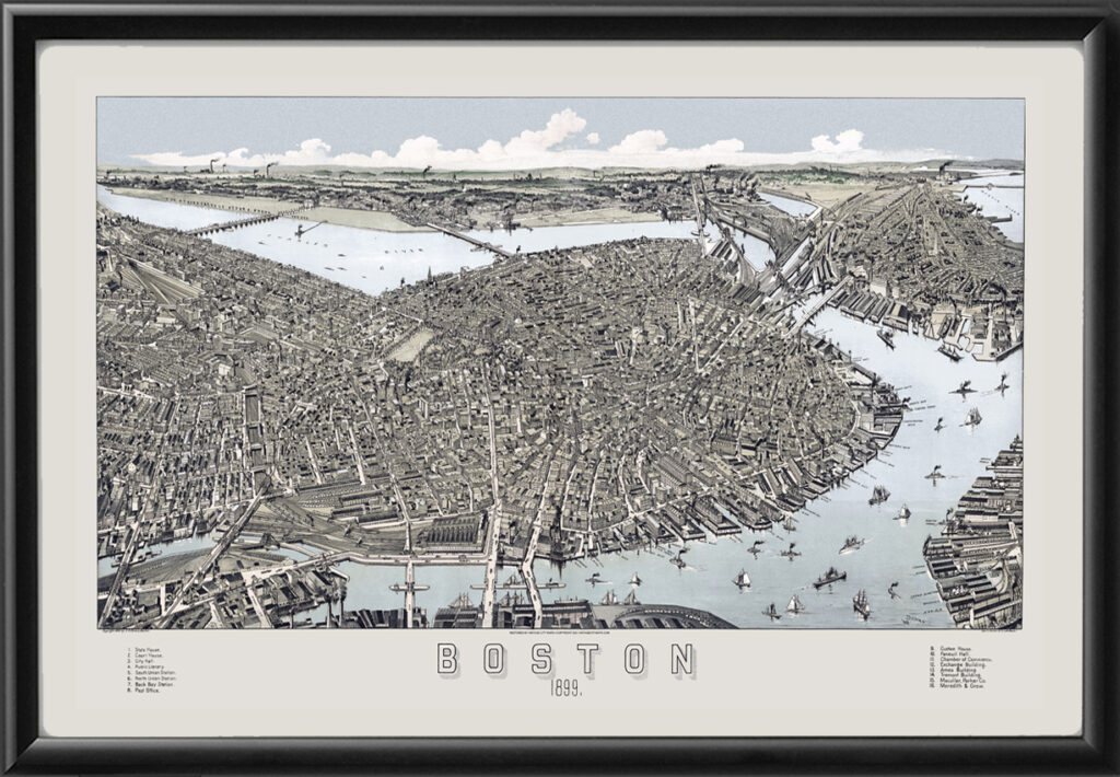 Boston MA 1899 Restored Map | Vintage City Maps