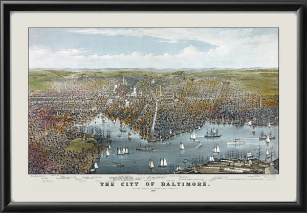 Baltimore MD 1850 Restored Map | Vintage City Maps