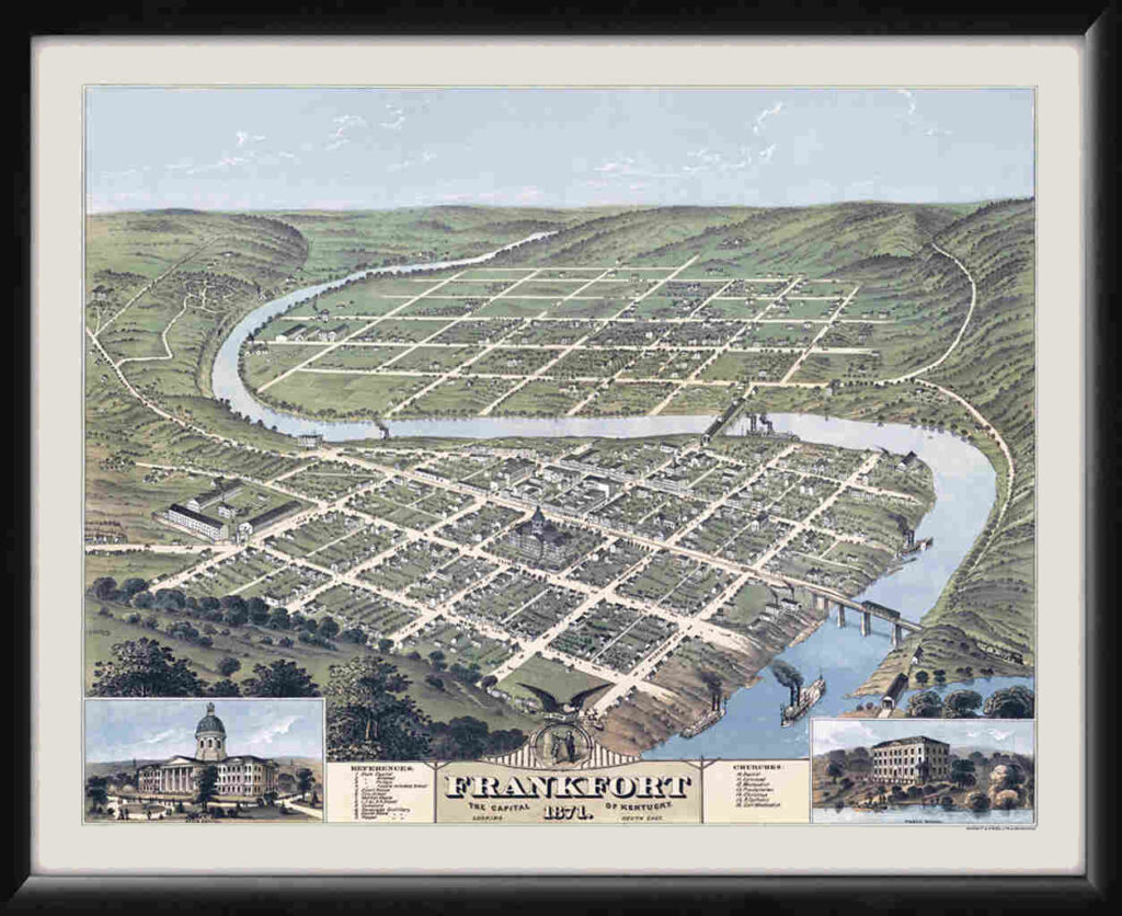 Frankfort KY 1871 Restored Map | Vintage City Maps