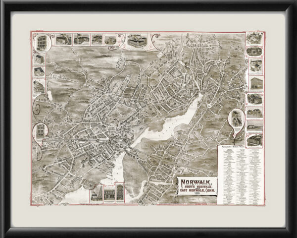 Norwalk CT 1899 | Vintage City Maps - Restored Bird's Eye Views