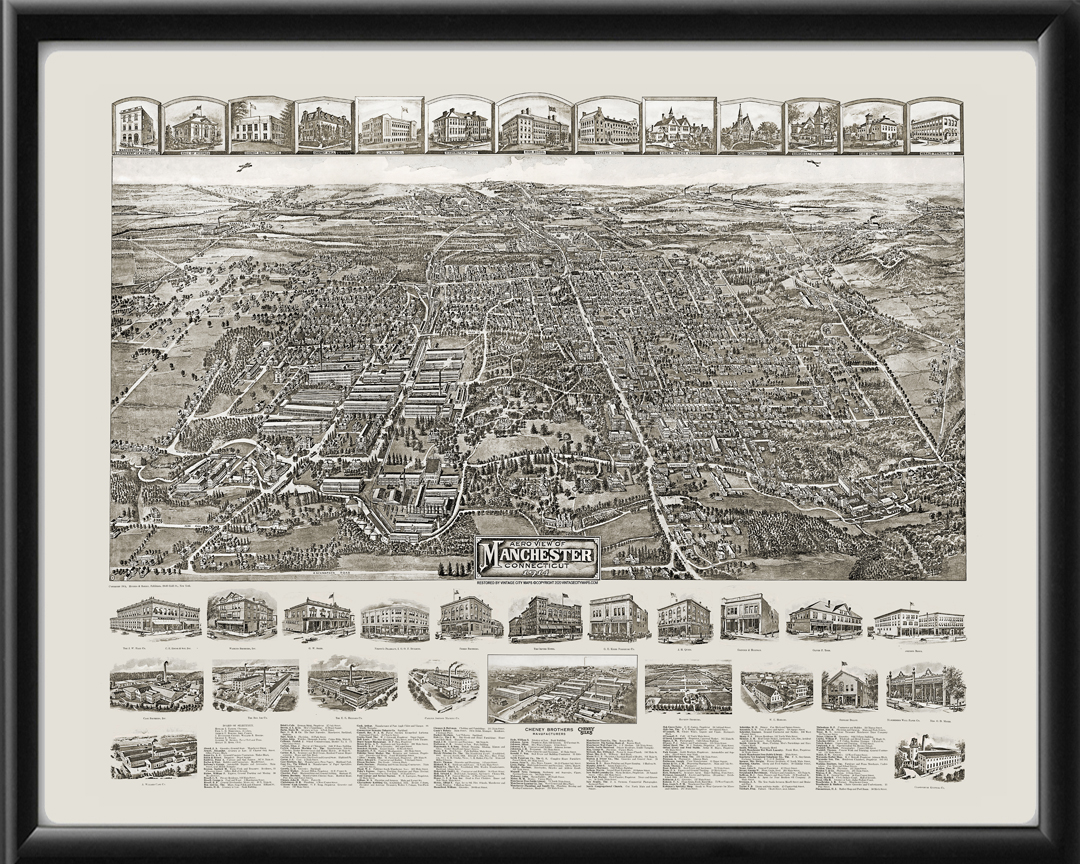 Manchester, England 1889 - Vintage City Maps
