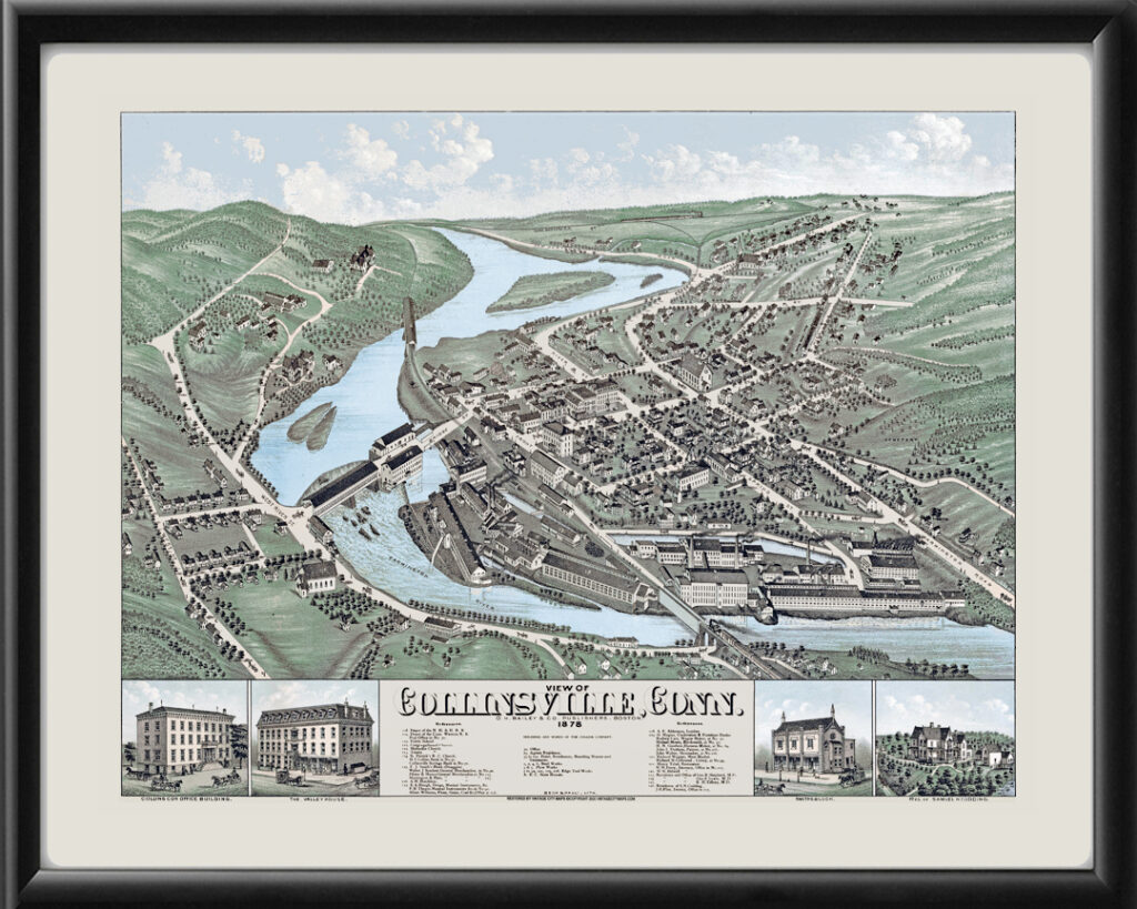 Collinsville CT 1878 Restored Map | Vintage City Maps