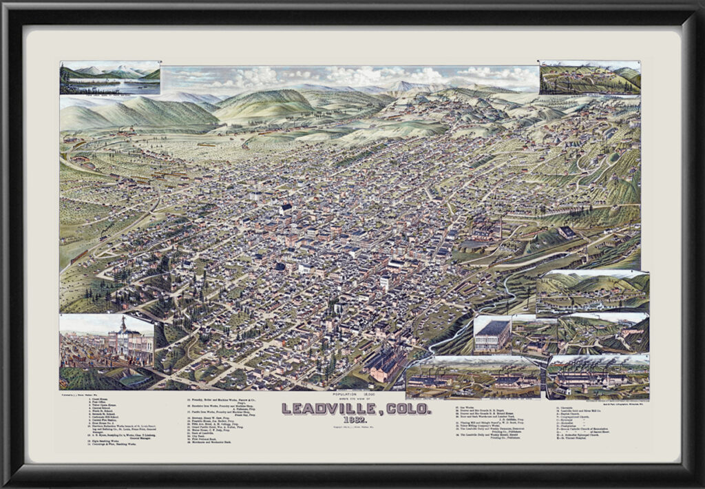 Leadville CO 1882 - Vintage City Maps - Restored Bird's Eye Views