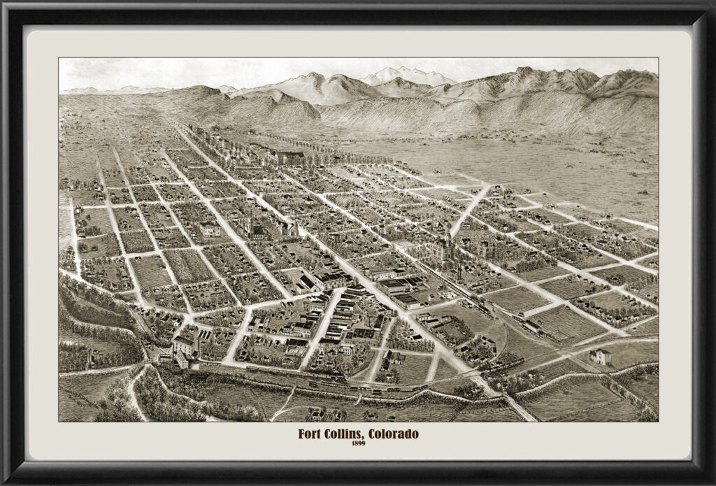 Fort Collins CO 1865 (Color) Restored Map | Vintage City Maps
