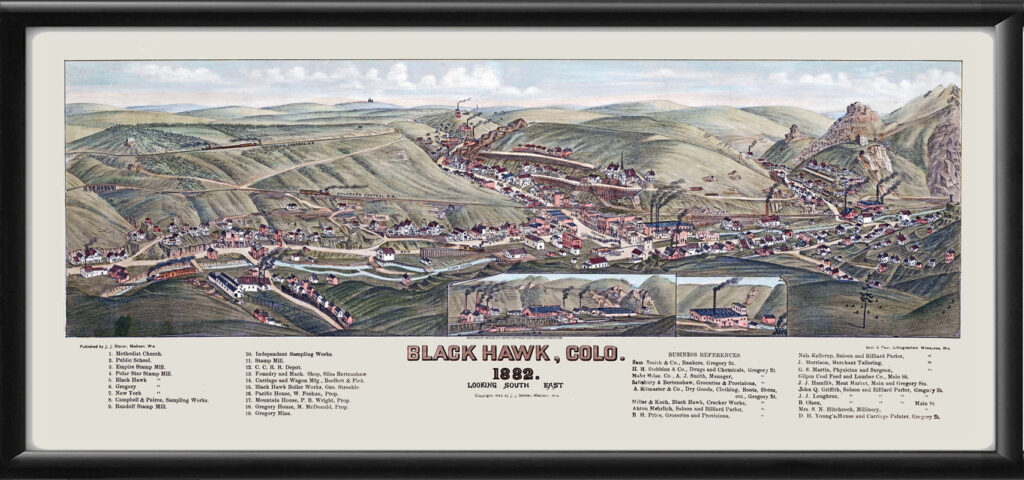Black Hawk CO 1882 Restored Map | Vintage City Maps