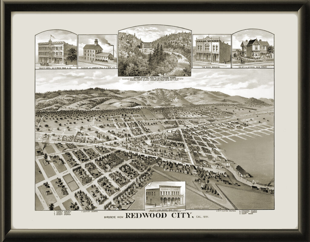 Mapa De Redwood City, California Redwood City CA City Vector Road Map