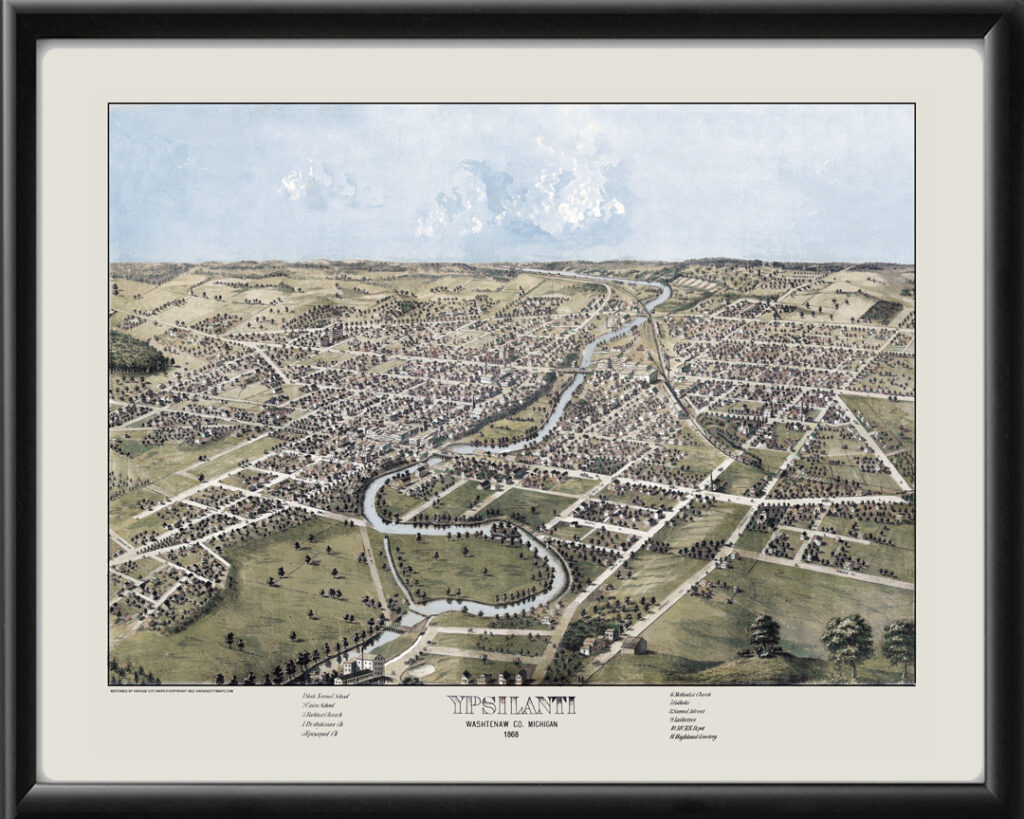 Ypsilanti MI 1868 | Vintage City Maps - Restored Bird's Eye Views