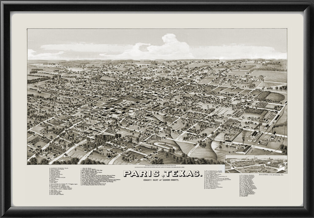 Paris, Texas 1885 | Vintage City Maps - Restored Bird's Eye Views