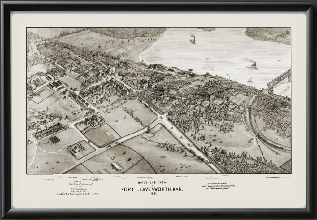 Fort Leavenworth KS 1881 | Vintage City Maps - Restored Bird's Eye Views