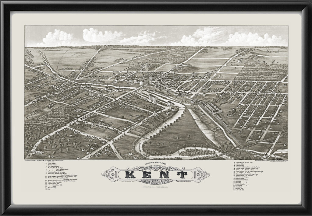Kent OH 1882 | Vintage City Maps - Restored City Bird's Eye Views
