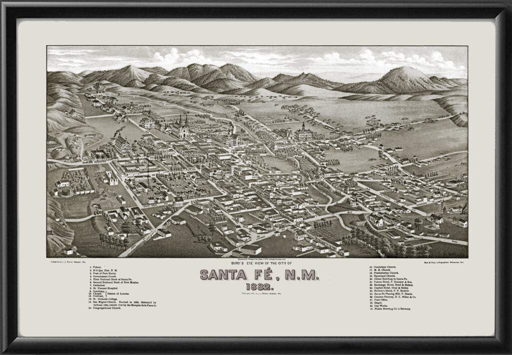 Santa Fe NM 1882 Restored Map | Vintage City Maps