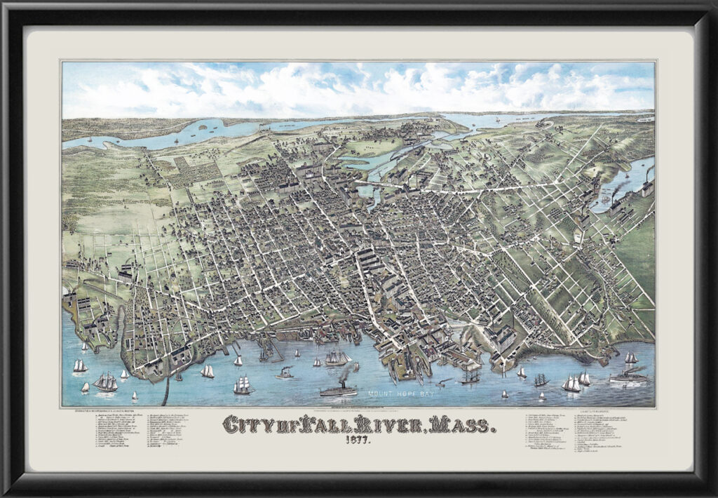 Fall River MA 1877 Restored Map | Vintage City Maps