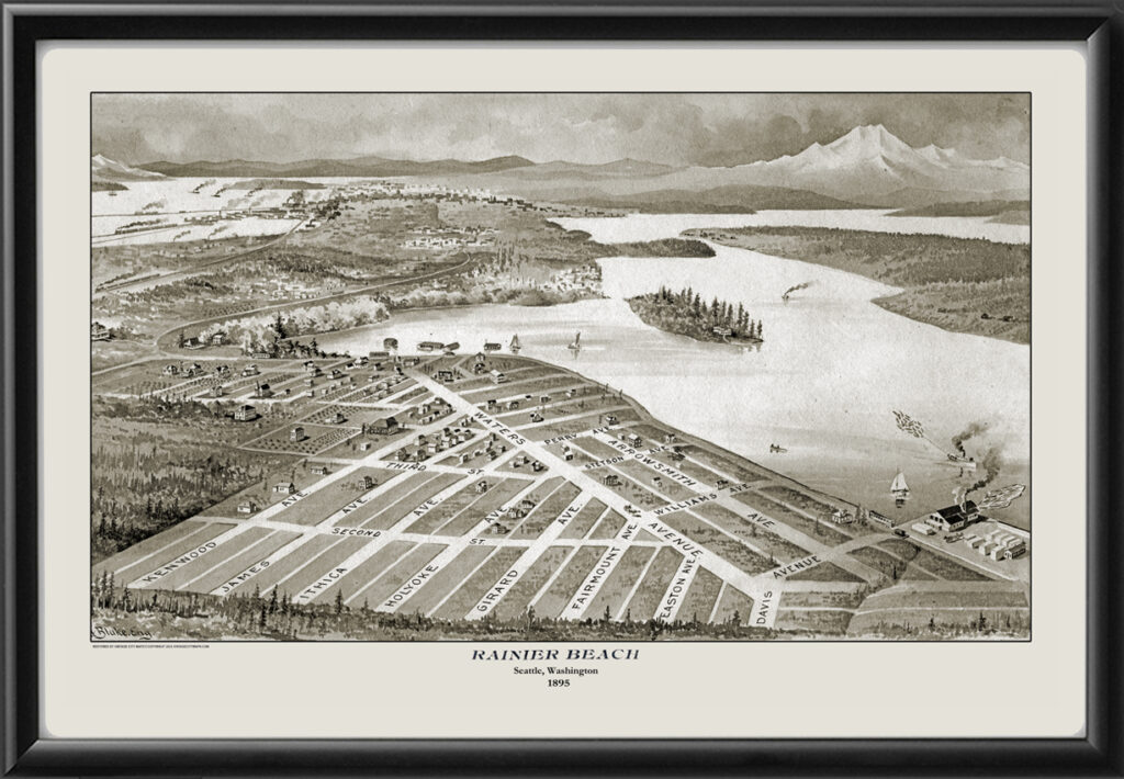 Seattle WA 1890 - Restored Bird's Eye View | Vintage City Maps