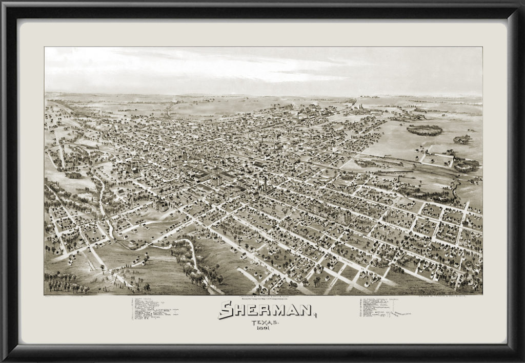 Sherman TX 1891 Restored Map | Vintage City Maps