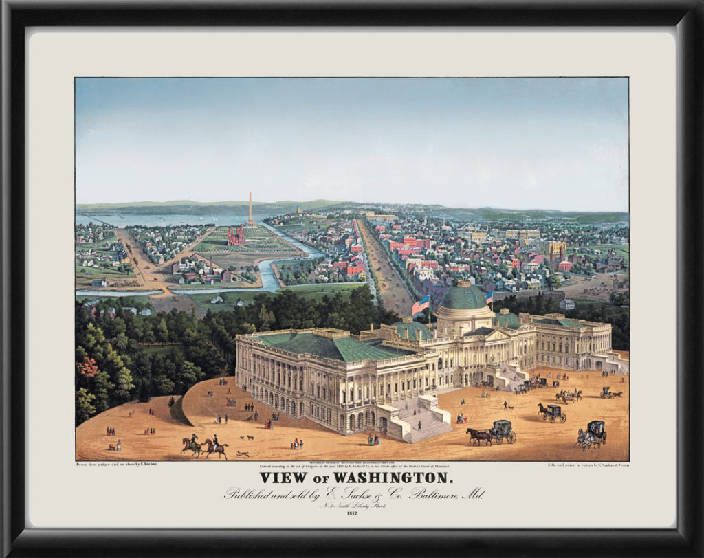 Washington DC 1865 (Color) - Vintage City Maps, Restored Views