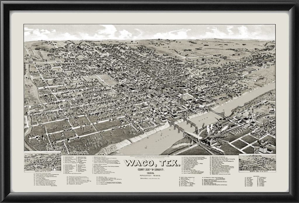 Waco TX 1886 Restored Map | Vintage City Maps