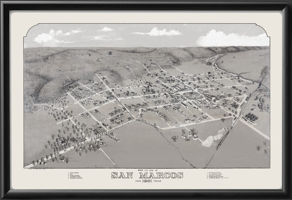 San Marcos TX 1881 Restored Map | Vintage City Maps