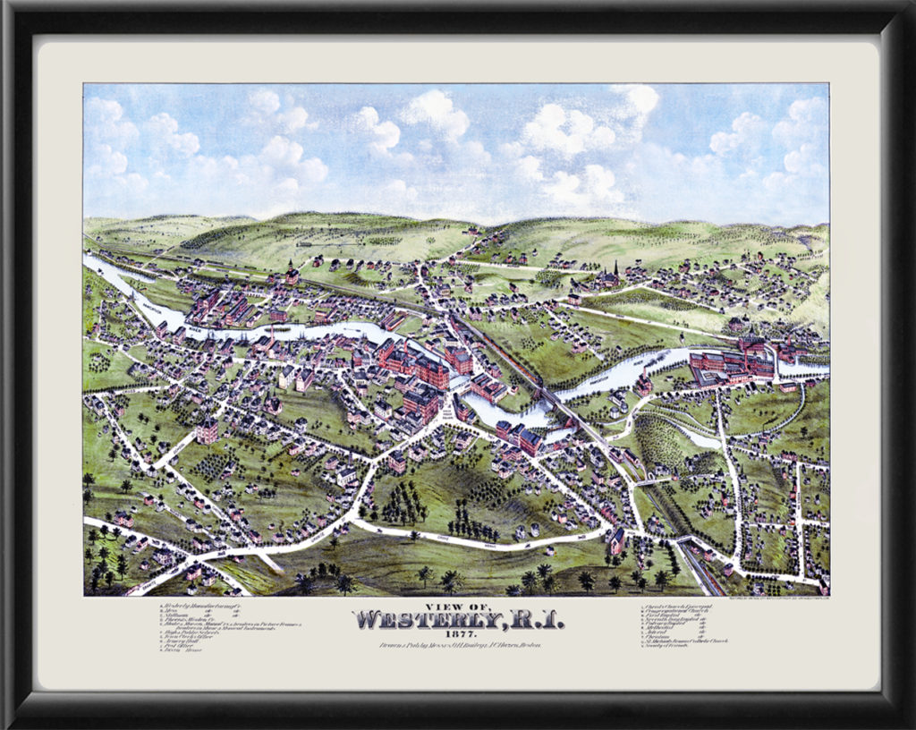 Westerly RI 1877 Restored Map | Vintage City Maps