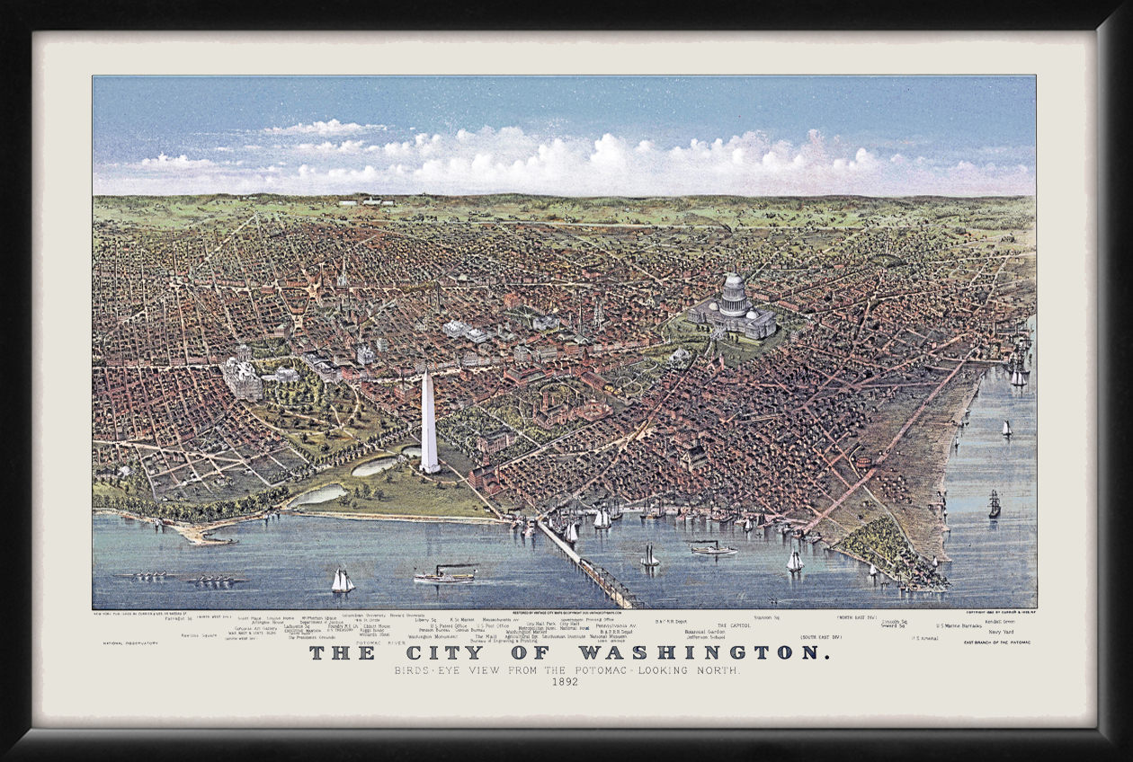 Washington DC 1892 Restored Map | Vintage City Maps