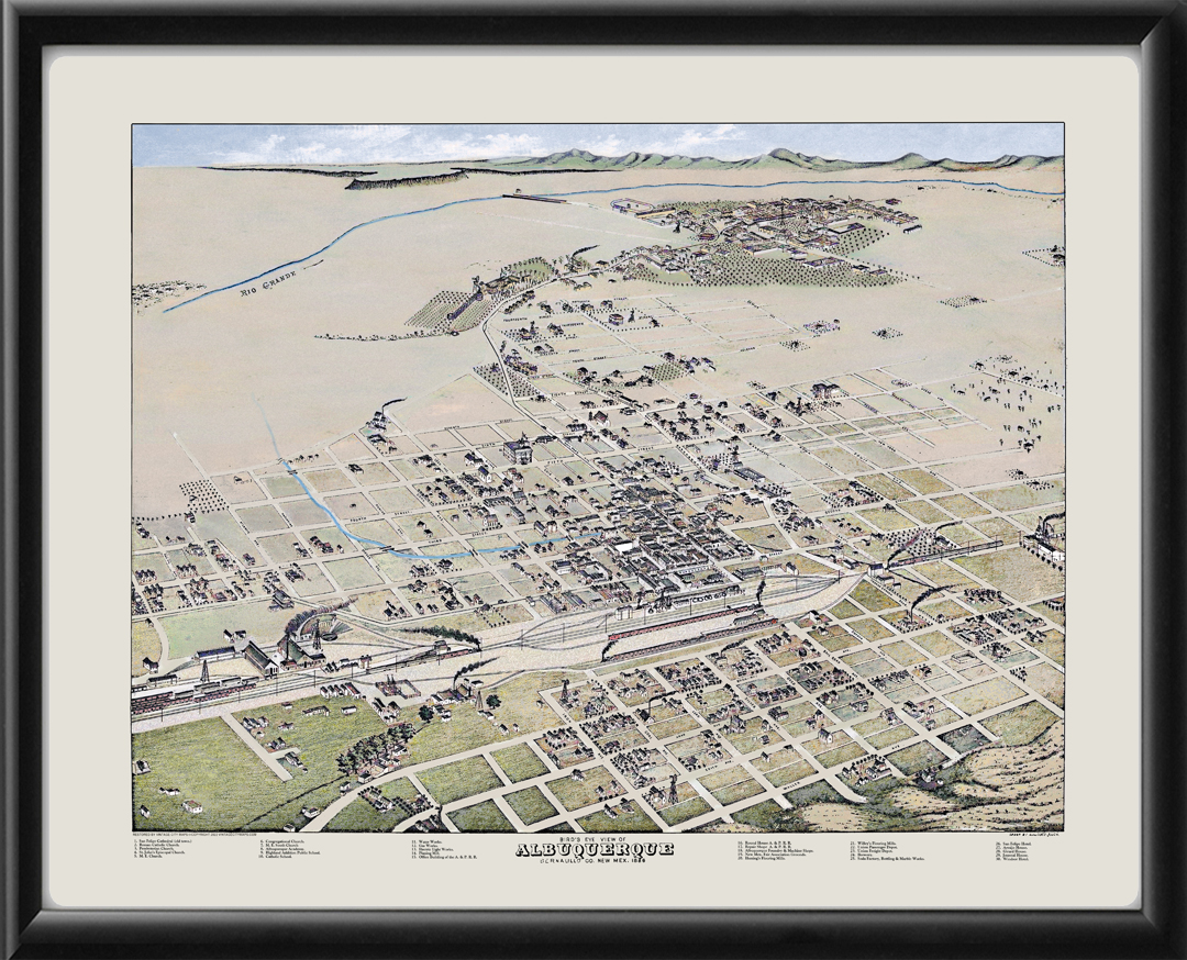 Albuquerque NM 1886 Restored Map | Vintage City Maps