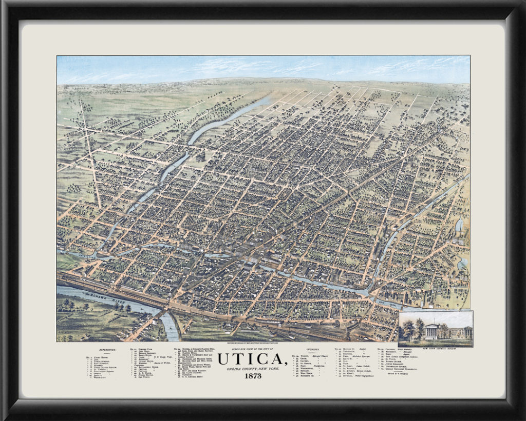 Utica NY 1873 Restored Map | Vintage City Maps