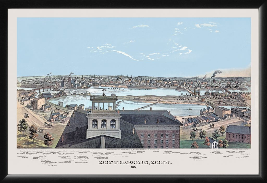 Minneapolis MN 1885 Restored Map | Vintage City Maps