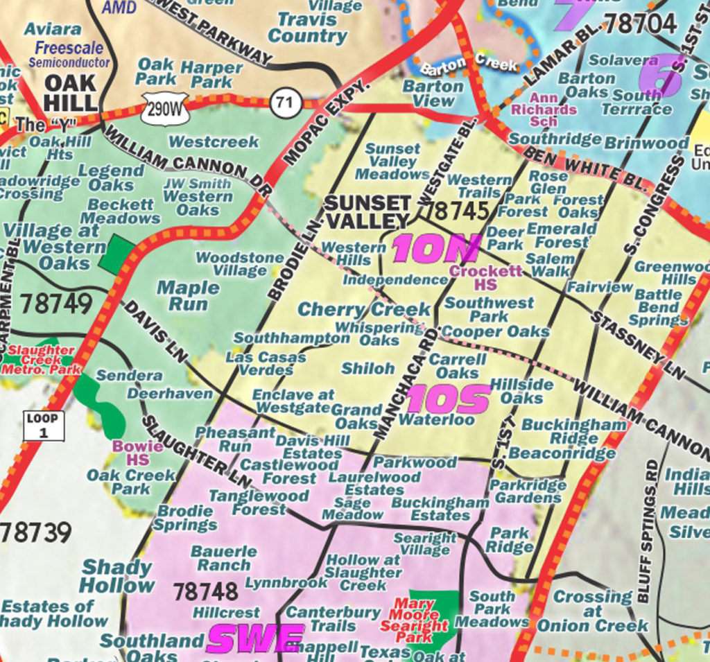 Austin, Texas - Map of Subdivisions and Neighborhoods