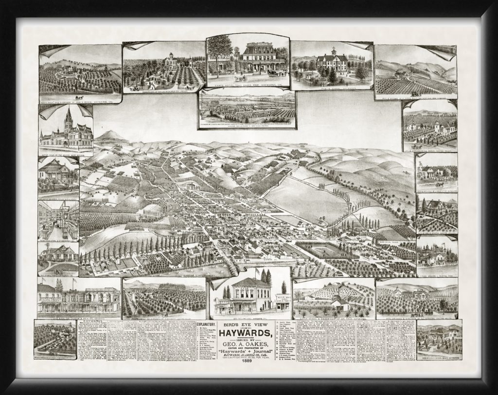Hayward CA 1889 Restored Map | Vintage City Maps