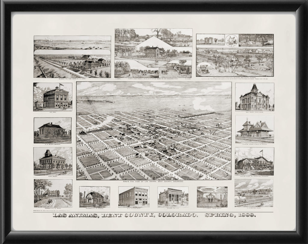 Las Animas CO 1888 Restored Map | Vintage City Maps