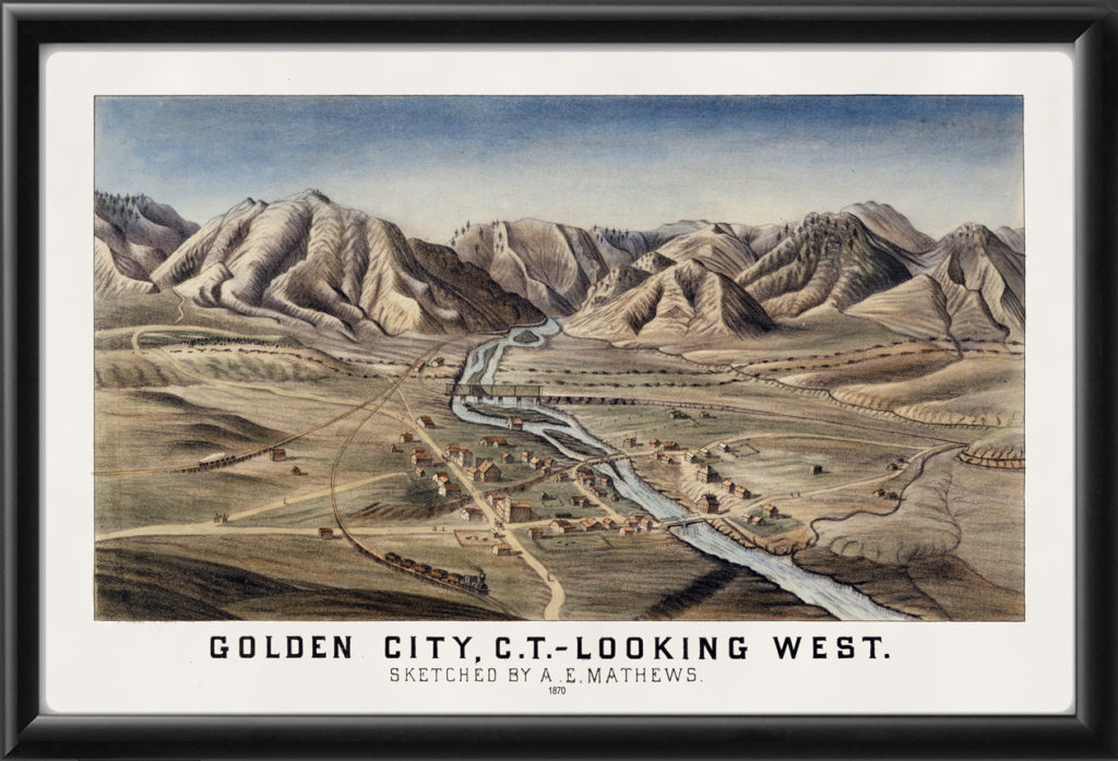 Golden Colorado 1870 Looking West - by Vintage City Maps, Restored City ...