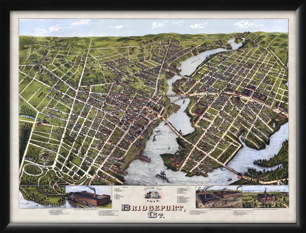 Bridgeport CT 1875 Restored Map | Vintage City Maps