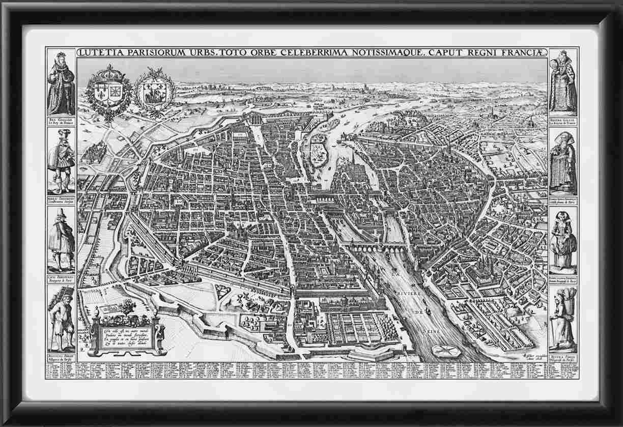 Versailles France 1860 Restored Map | Vintage City Maps