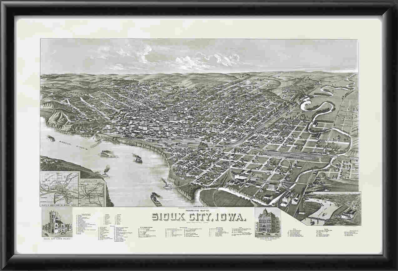 Sioux City IA 1888 Restored Map | Vintage City Maps