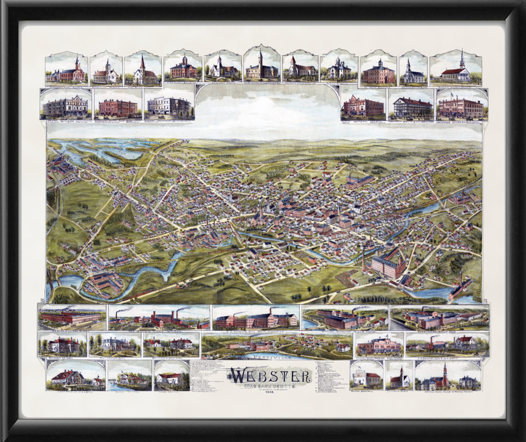 Webster MA 1892 Restored Map | Vintage City Maps
