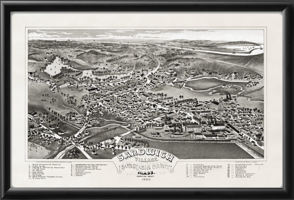 Sandwich MA 1884 Restored Map | Vintage City Maps