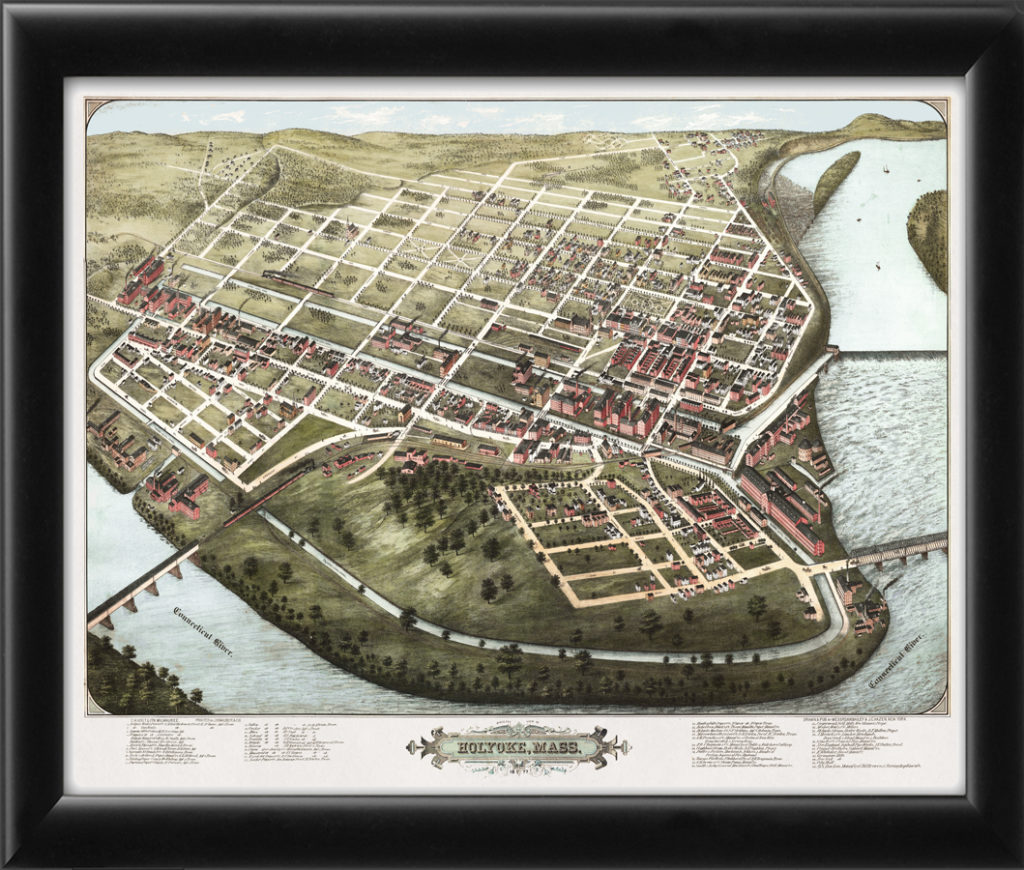 Holyoke MA 1877 Restored Map | Vintage City Maps