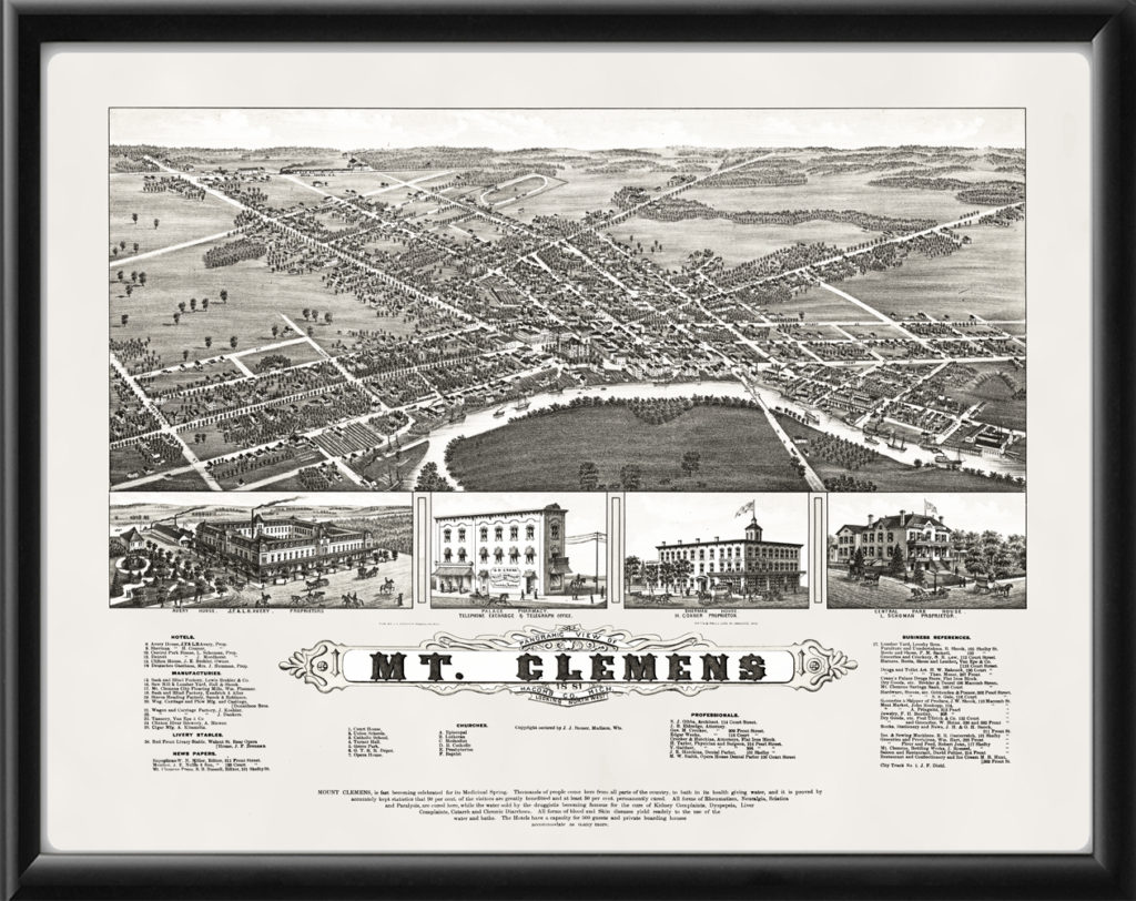 Mt. Clemens MI 1881 Restored Map | Vintage City Maps
