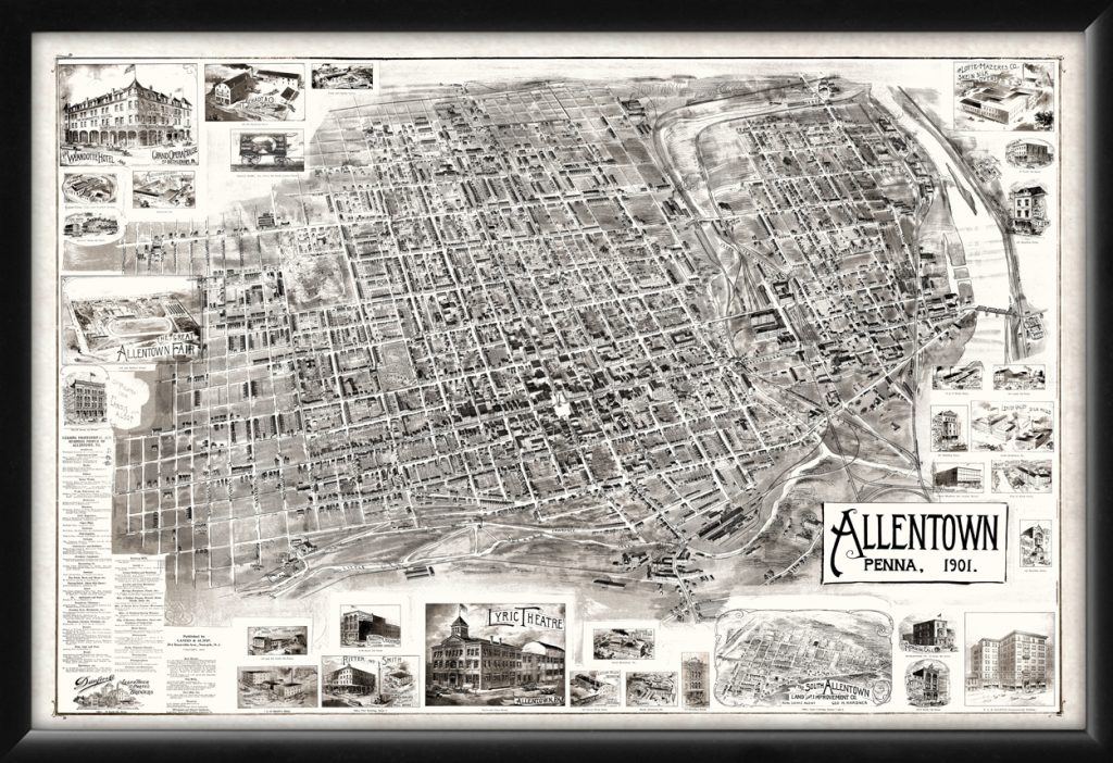 Allentown PA 1879 Restored Map | Vintage City Maps