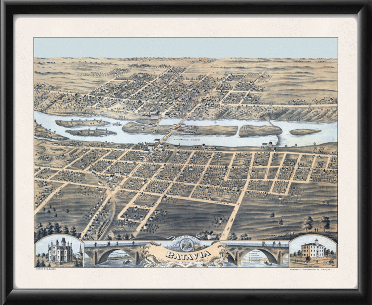 Batavia IL 1869 Restored Map | Vintage City Maps