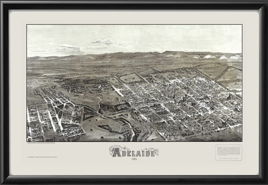 Adelaide Australia 1876 Restored Map | Vintage City Maps