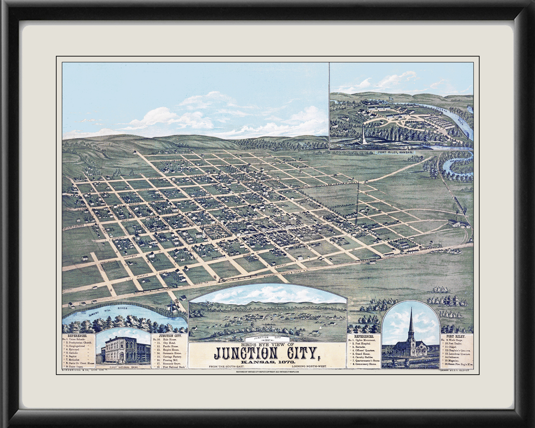 Arkansas City, Kansas 1870 - Vintage City Maps, Restored City Maps