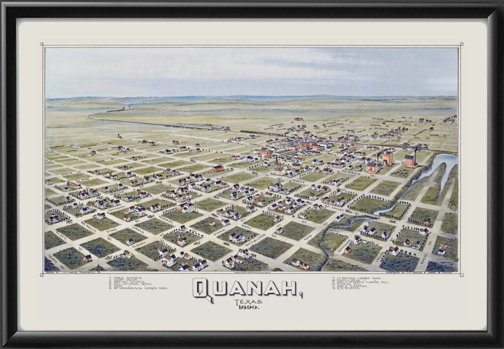 Quanah TX 1890 (Color) Restored Map | Vintage City Maps