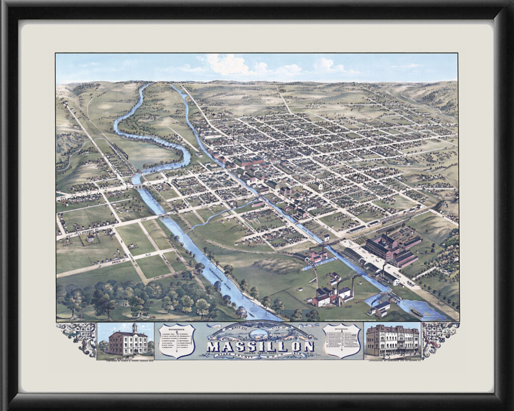 Massillon OH 1870 Restored Map | Vintage City Maps