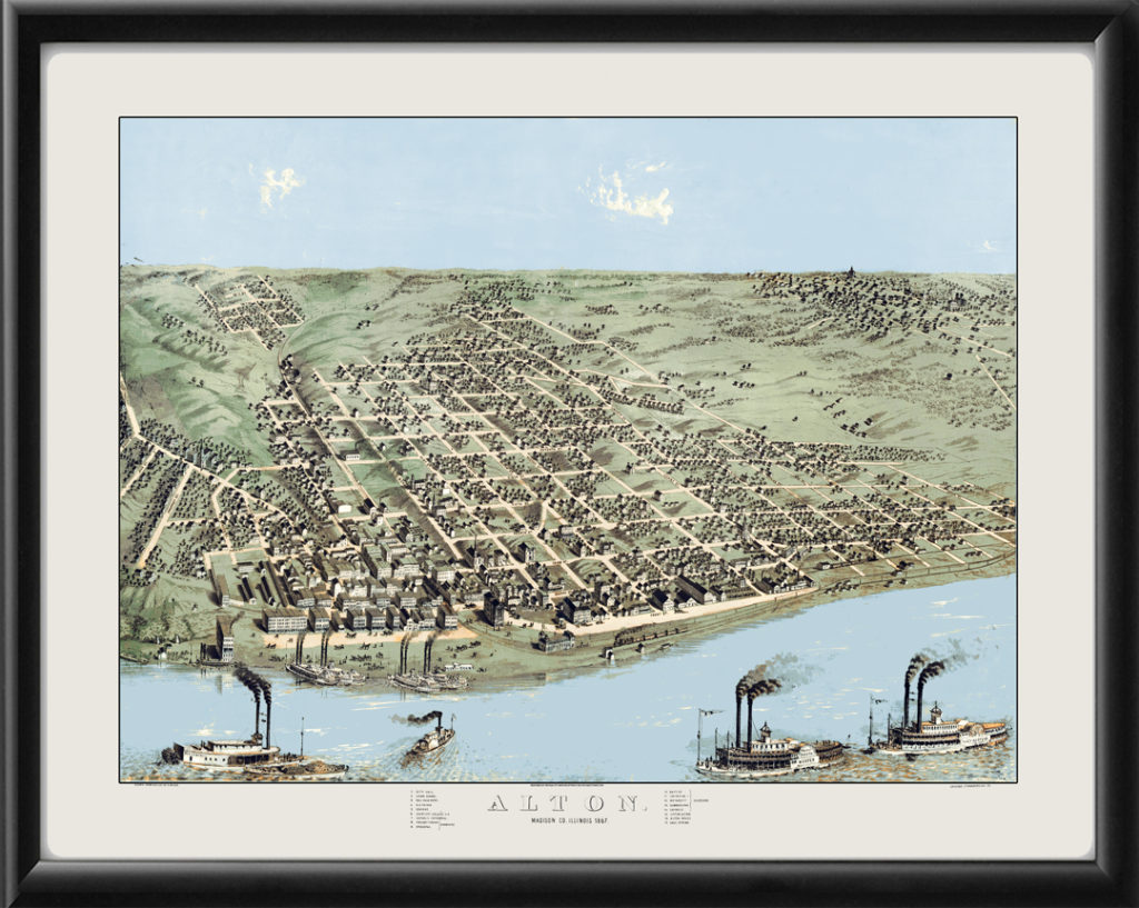 Alton IL 1867 Restored Map | Vintage City Maps