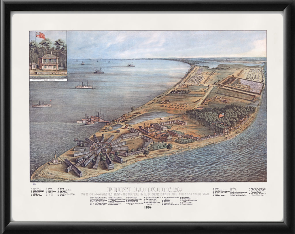 Point Lookout MD 1864 Restored Map | Vintage City Maps