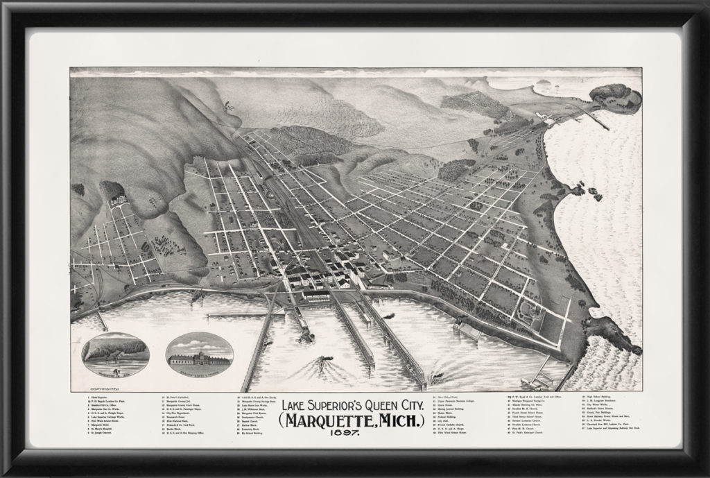 Marquette MI 1897 Restored Map | Vintage City Maps
