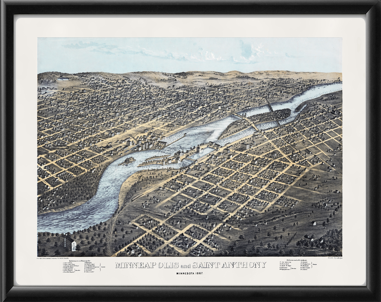Minneapolis MN 1867 Restored Map | Vintage City Maps