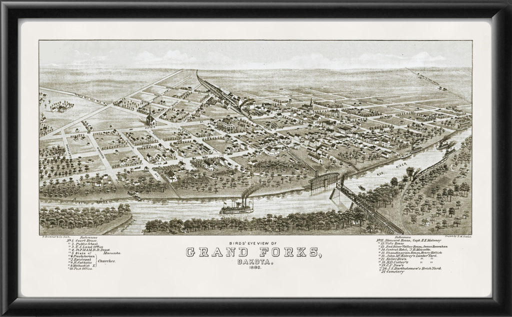Grand Forks ND 1880 Restored Map | Vintage City Maps