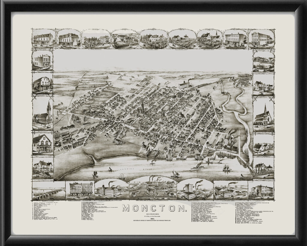 Moncton NB Canada 1881 Restored Map | Vintage City Maps