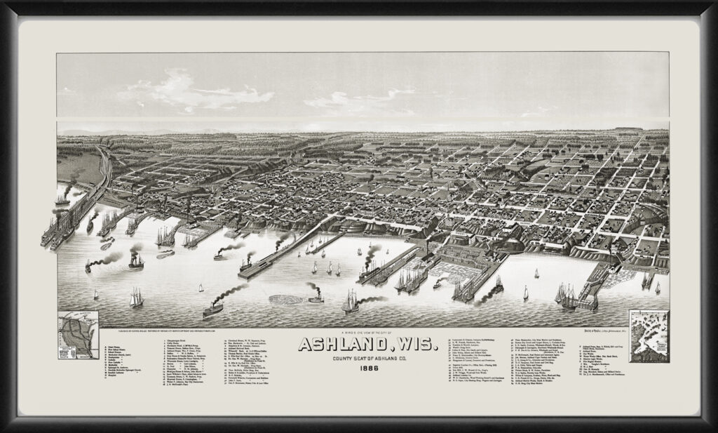 Ashland WI 1886 Restored Map | Vintage City Maps